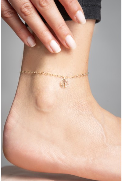 Elika Gold 14 Ayar Altın Tuba Ağacı Model Halhal Elika Gold 14 Ayar Altın Tuba Ağacı Model Halhal