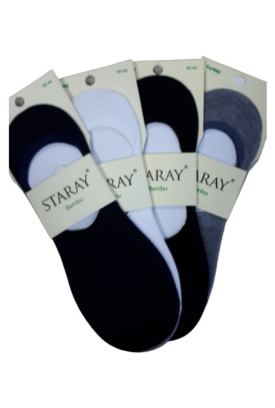 Staray Bambu Silikonlu Erkek Babet Çorap 4 Adet Staray Bambu Silikonlu Erkek Babet Çorap 4 Adet