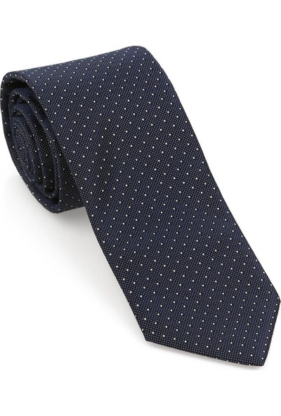Brianze Lacivert Noktalı Desen Mendilli Kravat-Brianze Mkav-4