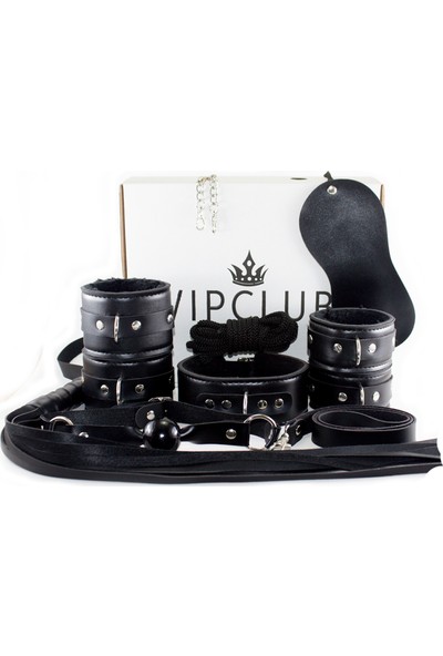 Vip Club Fantezi Kelepçe Kırbaç Tasma Aksesuar Seti 7'li Kutulu Takım 408 Vip Club Fantezi Kelepçe Kırbaç Tasma Aksesuar Seti 7'li Kutulu Takım 408