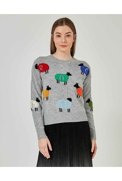 United Colors Of Benetton Kuzu Nakışlı Kazak