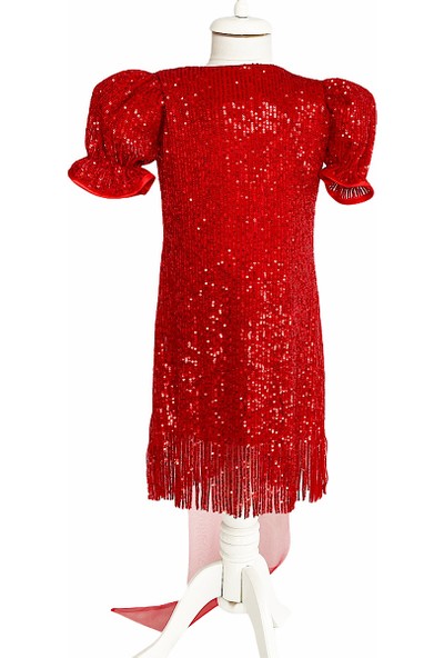 Zühre Balaban Kırmızı Payetli Püsküllü Karpuz Kol Kısa Elbise Zühre Balaban Kırmızı Payetli Püsküllü Karpuz Kol Kısa Elbise