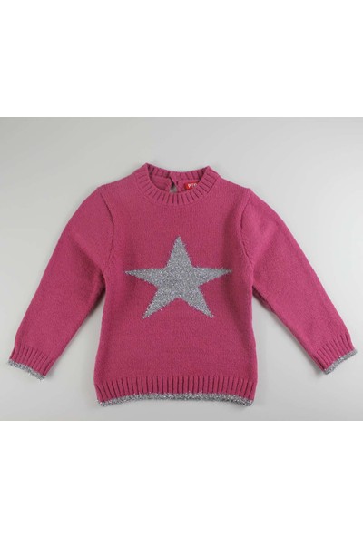 Sibelle Butik Gri Yıldızlı Pembe Kazak Kız - Pembe - 3-4 Yaş