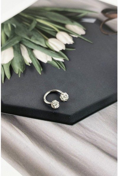 ÇLK Accessories 316L Çelik Iki Ucu Taşlı Minik Septum Piercing P175