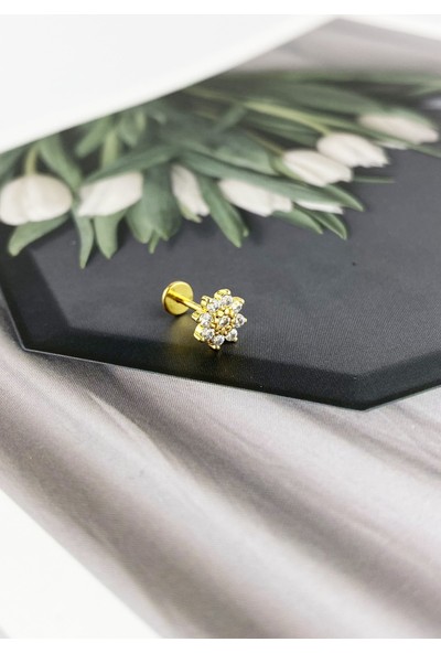 ÇLK Accessories 316L Çelik Çiçek Figür Piercing P200