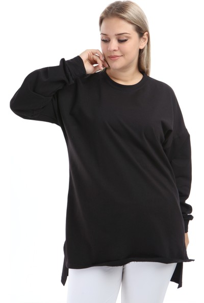 Big Free TB21KB258580 Siyah Kadın Tunik Sweat Bis Yaka Bcs Tunik