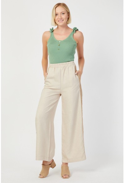 Gimer Avm Bol Paça Yanları Şeritli Pantolon