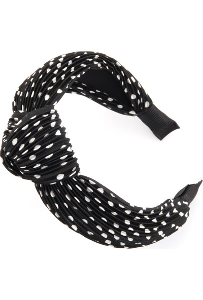 Pelin Aksesuar Siyah Puantiyeli Düğümlü Taç