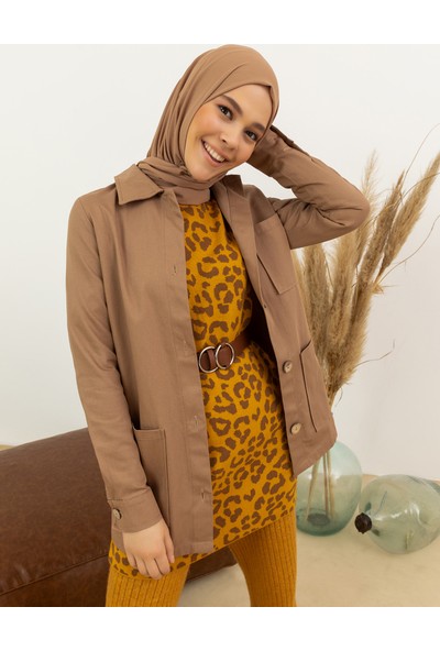 Por La Cara Leopar Desenli Uzun Triko Tunik Hardal Por La Cara Leopar Desenli Uzun Triko Tunik Hardal