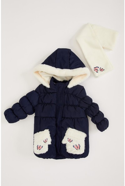 Defacto Kız Bebek İçi Kürklü Kalın Mont Atkılı Takım N8022A220AU