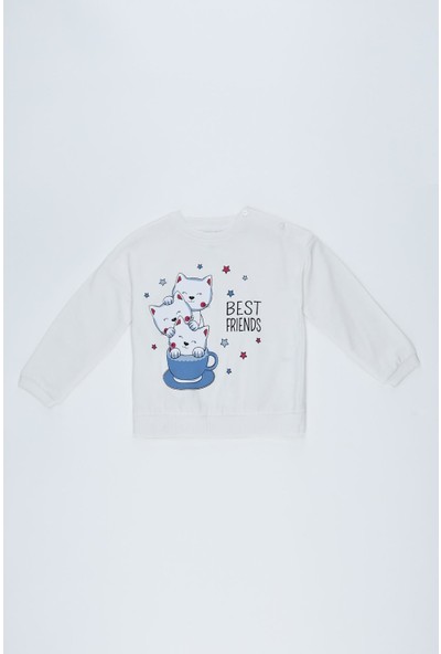 DeFacto Kız Bebek Regular Fit Kedi Baskılı İçi Yumuşak Tüylü Sweatshirt T0064A220WN DeFacto Kız Bebek Regular Fit Kedi Baskılı İçi Yumuşak Tüylü Sweatshirt T0064A220WN