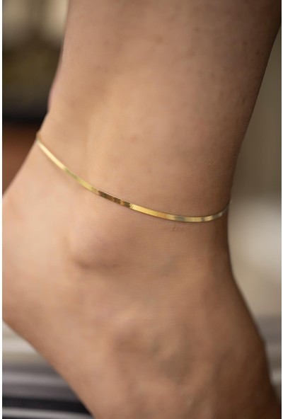 X-lady Accessories Gold Italyan Yassı Bileklik Halhal