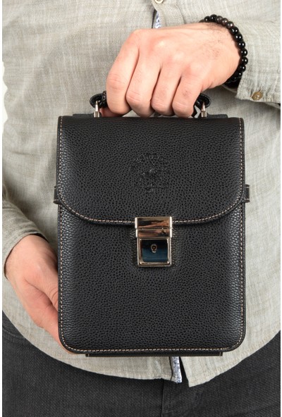 West Polo 1010 Erkek Kilitli Dik El Çanta Siyah