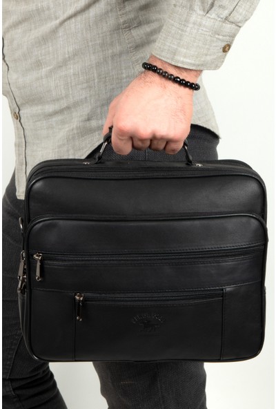 Newish Polo 3005 Kasalı Battal Boy Erkek Hakiki Deri El ve Omuz Askılı Çanta Siyah Newish Polo 3005 Kasalı Battal Boy Erkek Hakiki Deri El ve Omuz Askılı Çanta Siyah