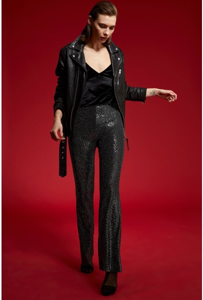 DeFacto Pul Payet Tasarımlı Wide Leg Pantolon T2482AZ20WN