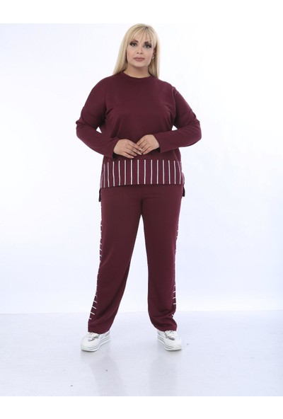 Heraxl Kadın Çizgi Detaylı Büyük Beden Eşofman Takımı