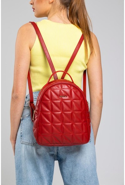 Monica Ricci Kırmızı Capitone Deri Kadın Sırt Çantası 2412 Monica Ricci Kırmızı Capitone Deri Kadın Sırt Çantası 2412