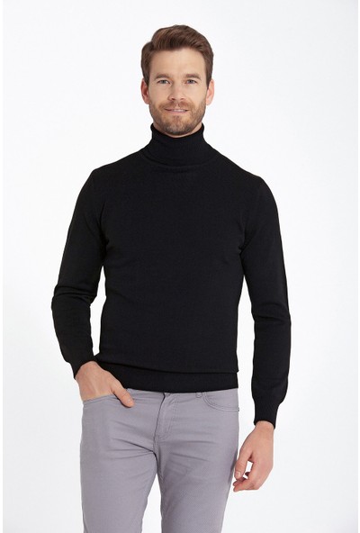 Hatemoğlu Siyah Balıkçı Yaka Triko Kazak