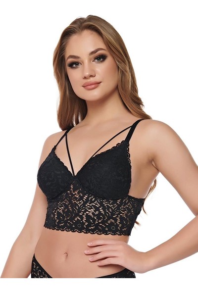 Bluence Kadın Siyah Dantelli Bralet 9020S