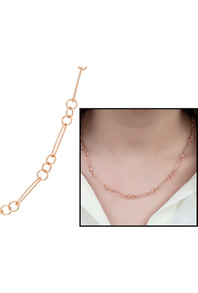 All Star 925 Ayar Gümüş 3+1 Forsa Kadın Zincir Kolye