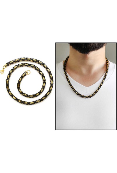 All Star Black-Gold Renk Ekstra Kalın Model 60 cm 317L Çelik Kral Zincir Kolye All Star Black-Gold Renk Ekstra Kalın Model 60 cm 317L Çelik Kral Zincir Kolye