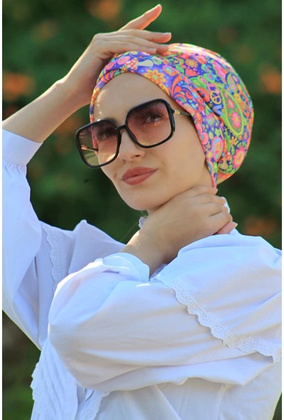 Sahra Şal Dünyasi Sahra Desenli Çapraz Bone Etnik Desen