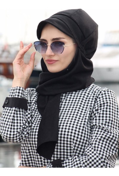 Sahra Şal Dünyasi Kaşe Atkılı Şapka Bone Siyah Sahra Şal Dünyasi Kaşe Atkılı Şapka Bone Siyah