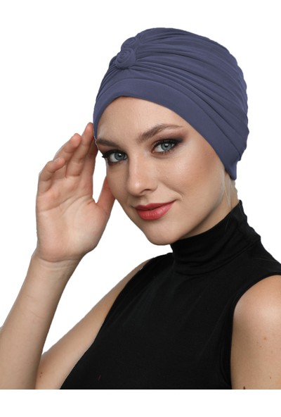 Fidan Bone Düğmeli Hazır Türban Tesettür Havuz Bonesi