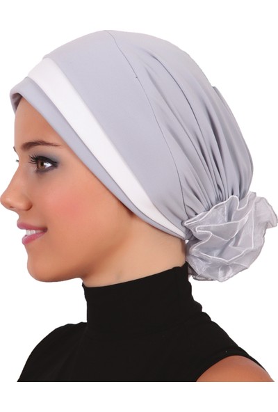 Fidan Bone Katlı Arkası Organze Güllü Hazır Bone