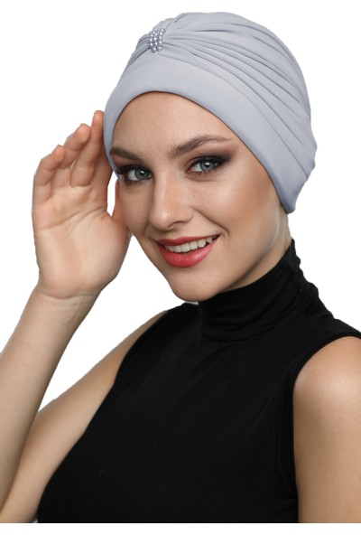 Fidan Bone Incili Işlemeli Hazır Türban Tesettür Bone