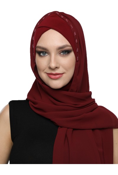 Fidan Bone Şallı Takmatik Taşlı Hazır Bone