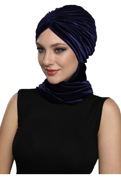 Fidan Bone Kadife Çapraz Atkılı Hazır Türban Tesettür Bone