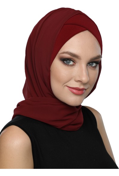 Fidan Bone Şallı Takmatik Sade Hazır Bone