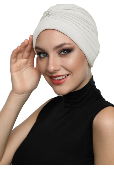 Fidan Bone Incili Işlemeli Hazır Türban Tesettür Bone