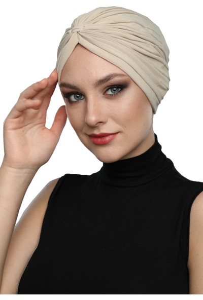 Fidan Bone Çapraz Bantlı Hazır Türban Tesettür Havuz Bonesi