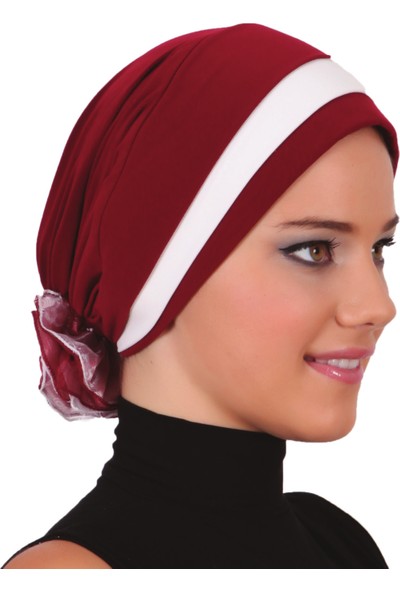 Fidan Bone Katlı Arkası Organze Güllü Hazır Bone