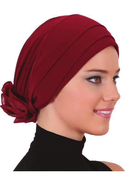 Fidan Bone Katlı Arkası Organze Güllü Hazır Bone