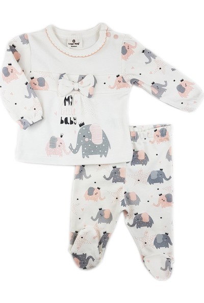 Luggi Baby Kız Organik My Little Baby Patikli Uzun Kollu Pijama Takımı LG-6005