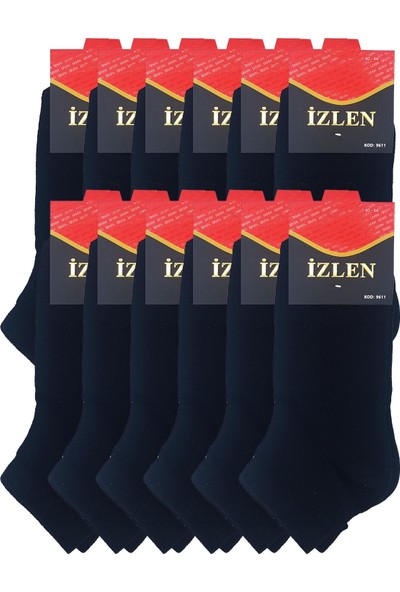 Cadderoyal Izlen Siyah Erkek Kısa Spor Bilek Çorap 12 Adet