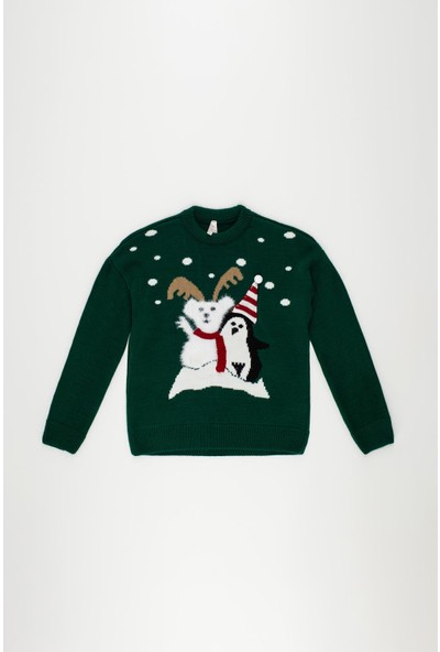 Defacto Kız Çocuk Yılbaşı Temalı Kazak T1607A620WN