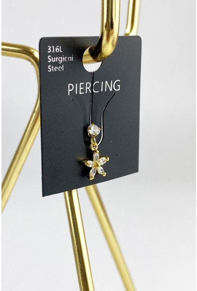 ÇLK Accessories 316 Çelik Taşlı Çiçek Figür Piercing TRPIERCING024 PIERX12001