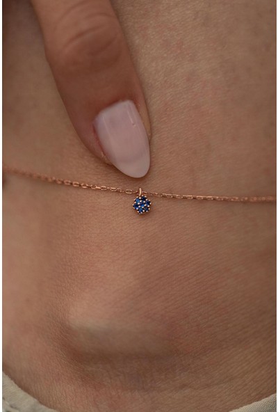 İzla Design Papatya Model Safir Taşlı Rose Kaplama Gümüş İtalyan Halhal İzla Design Papatya Model Safir Taşlı Rose Kaplama Gümüş İtalyan Halhal