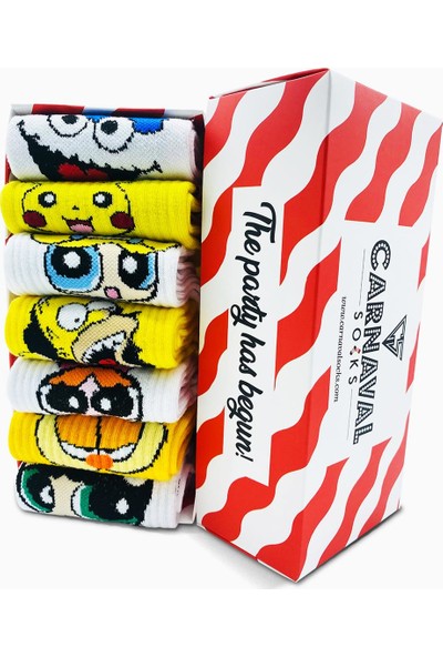 Carnaval Socks 7'li Çizgi Film Karakter Desenli Renkli Spor Çorap Set Carnaval Socks 7'li Çizgi Film Karakter Desenli Renkli Spor Çorap Set