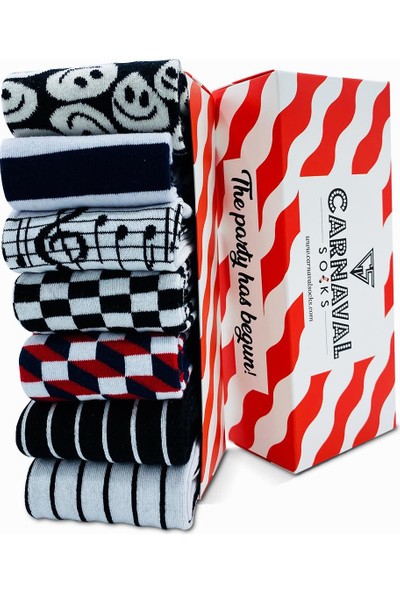 Carnaval Socks 7'li Siyah Beyaz Old School Çorap Set Carnaval Socks 7'li Siyah Beyaz Old School Çorap Set