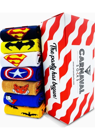 Carnaval Socks 7'li Marvel Karakter Desenli Renkli Çorap Set Carnaval Socks 7'li Marvel Karakter Desenli Renkli Çorap Set