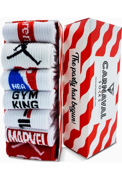 Carnaval Socks 7'li Spor-2 Gym Desenli Renkli Spor Çorap Set Carnaval Socks 7'li Spor-2 Gym Desenli Renkli Spor Çorap Set