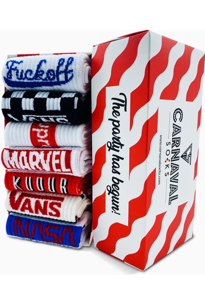 Carnaval Socks 7'li Vans Desenli Renkli Spor Çorap Set Carnaval Socks 7'li Vans Desenli Renkli Spor Çorap Set