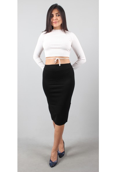 Butik 35 Siyah Dizaltı Kalem Etek