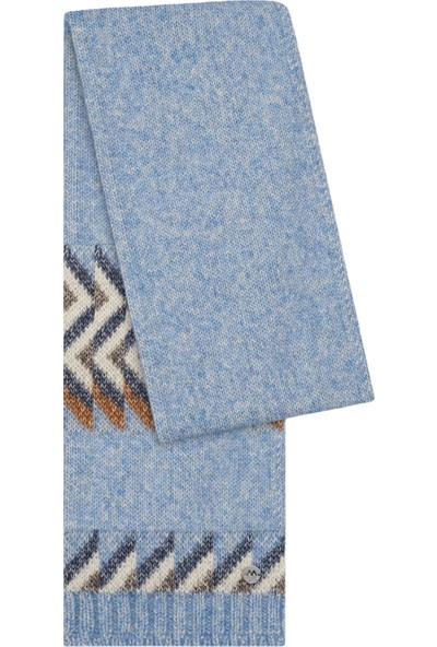 Hemington Erkek Desenli Mavi Alpaka Yün Atkı