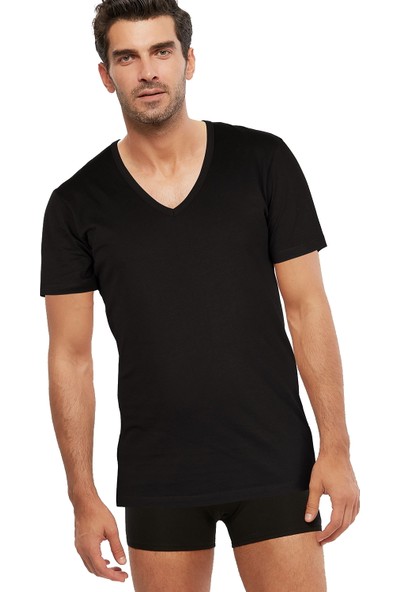 Kom Erkek Penye V-Yaka T-Shirt Enrico Atlet 6 Lı